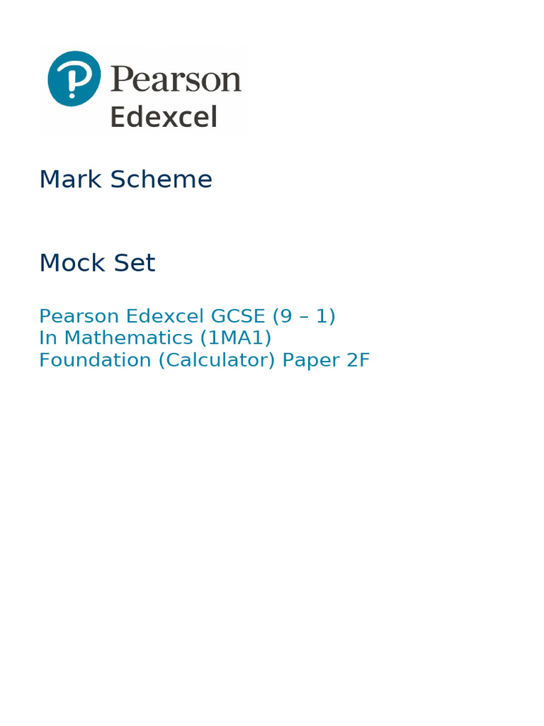 02c Gcse 9-1 Mathematics Mock Set 5 Paper 2f Mark Scheme Word 2 | PDF | Accuracy And Precision ...
