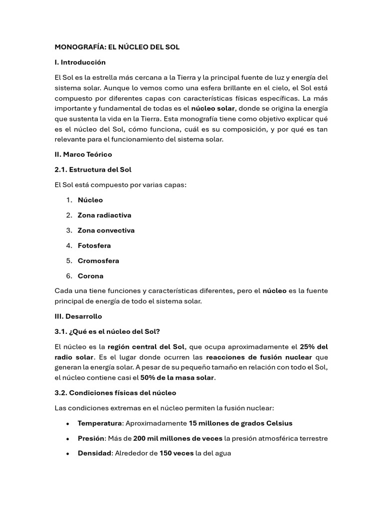 El Núcleo del Sol: Energía y Estructura | PDF | Dom | Núcleo atómico