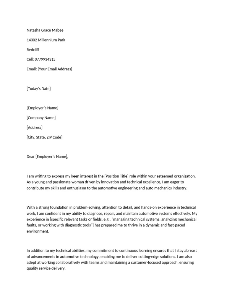Application for Automotive Position | PDF