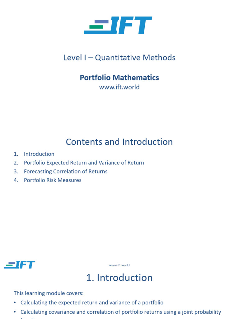 LM05 Portfolio Mathematics | PDF | Variance | Covariance