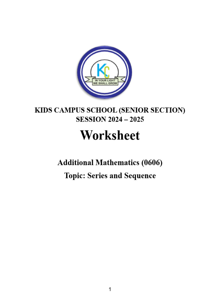 Series and Sequence Worksheet - 2024 - Pagenumber | PDF | Elementary ...
