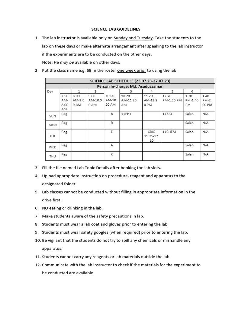Science Lab Guidelines - 2024-25 | PDF