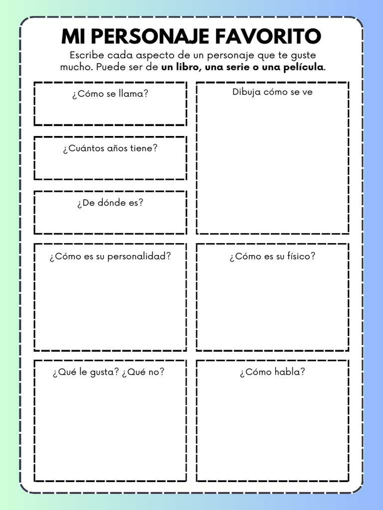 Uno de Mis Personajes Favoritos - Actividad de Escritura | PDF