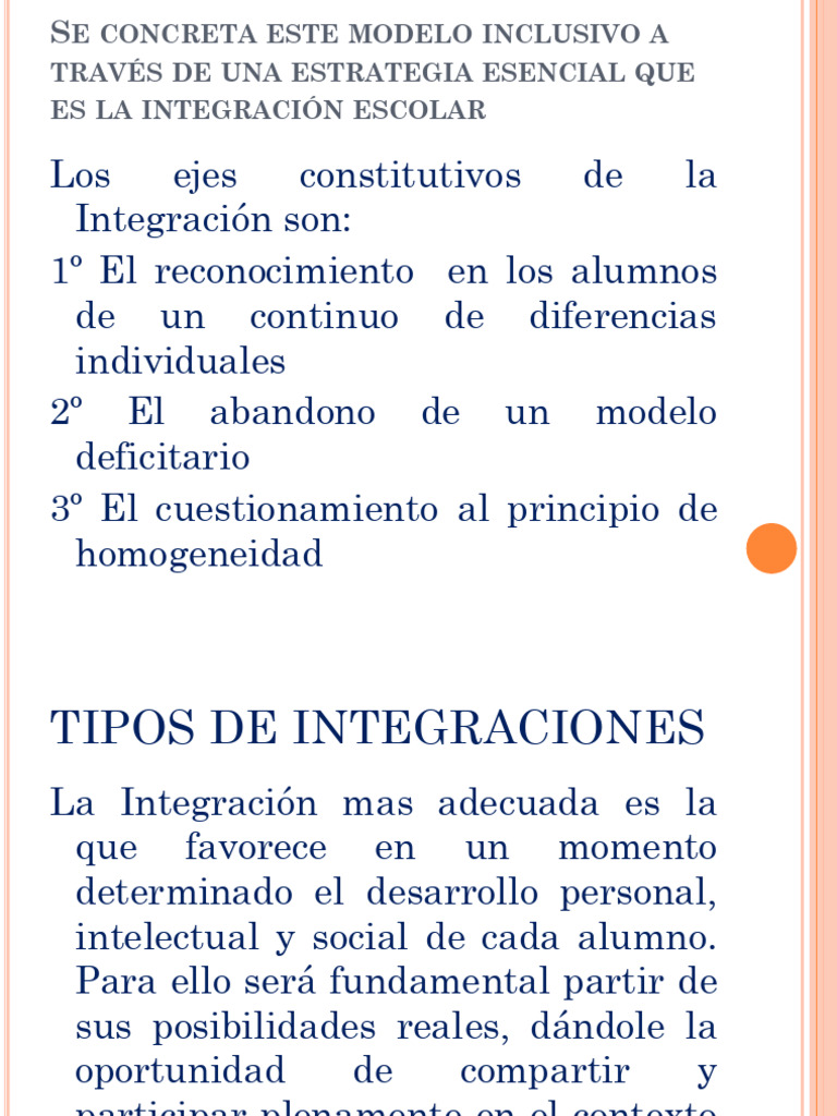 Ejes de la Integración Escolar | PDF