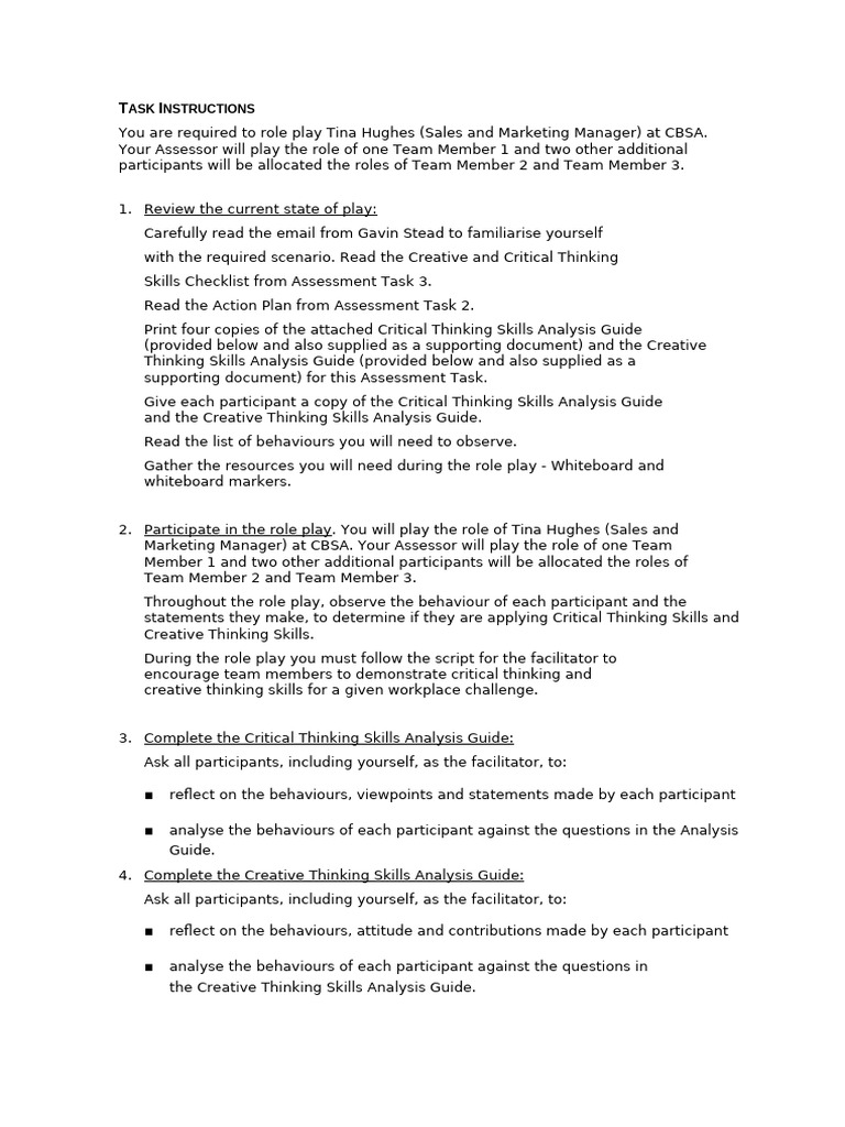 BSBCRT511 Assessment Task 4 - Facilitate An Opportunity For Team ...