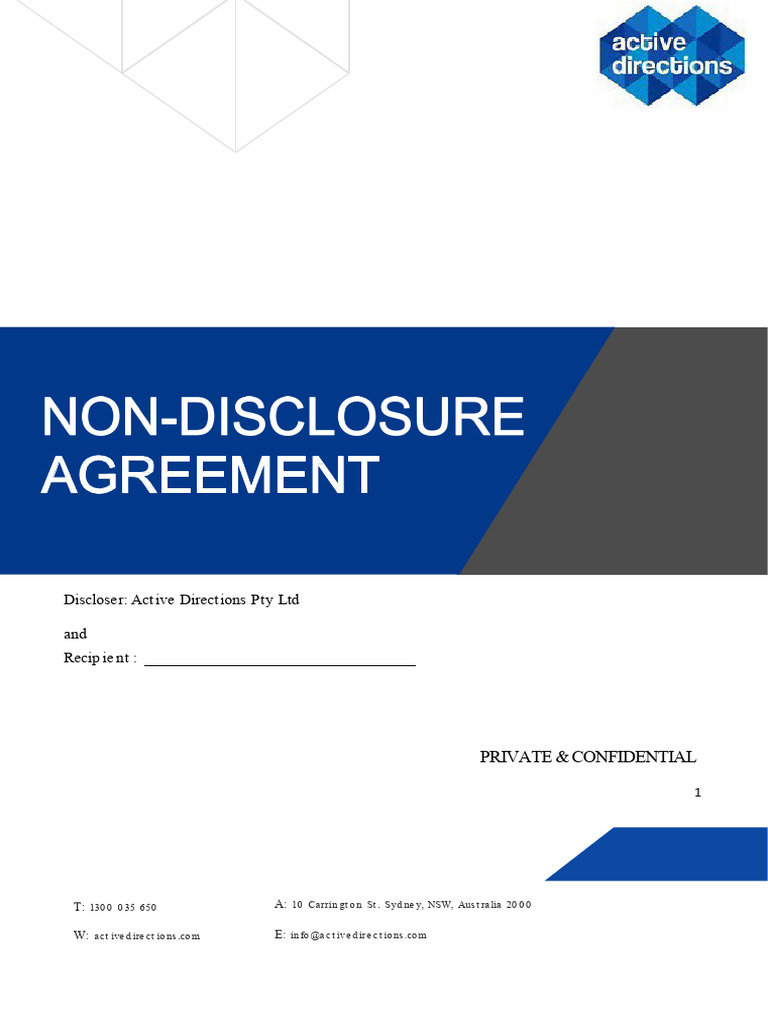 Non-Disclosure Agreement Template | PDF | Private Law | Justice