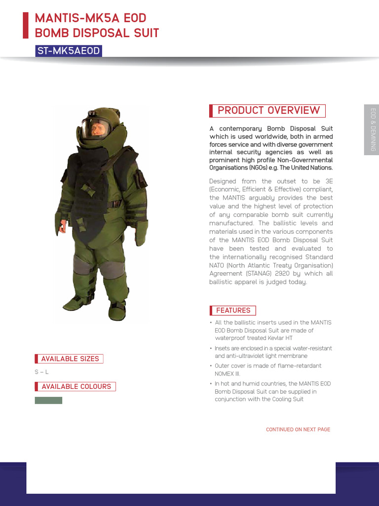 Mantis Bomb Suit Specifications Edited | PDF | Bomb Disposal