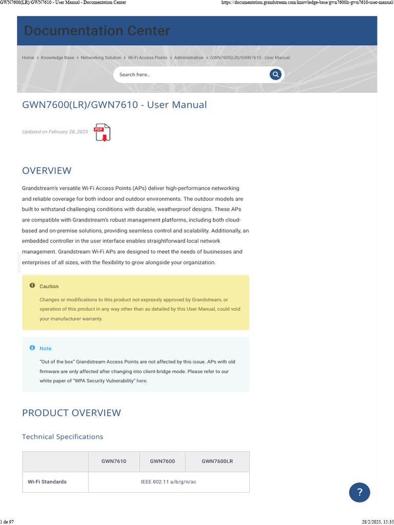 GWN7600 (LR) - GWN7610 - User Manual - Documentation Center | PDF ...