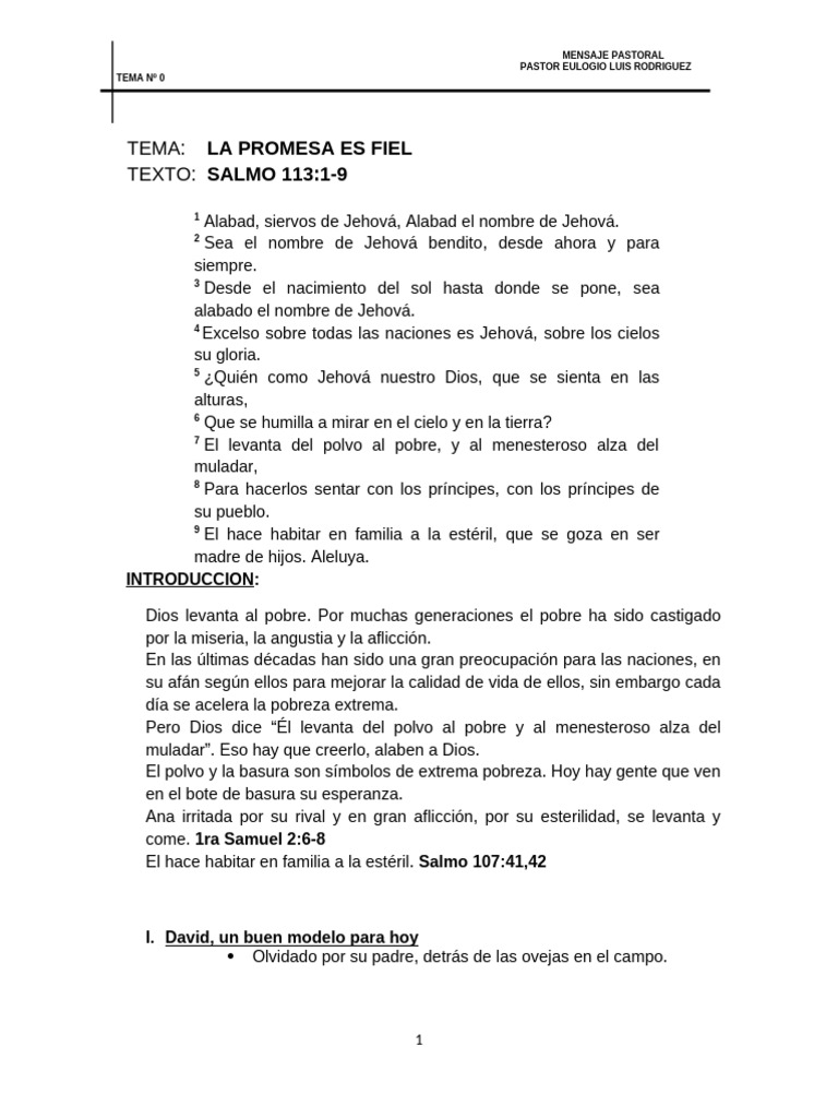 Tema La Promesa Es Fiel | PDF | David | El antiguo Israel y Judá