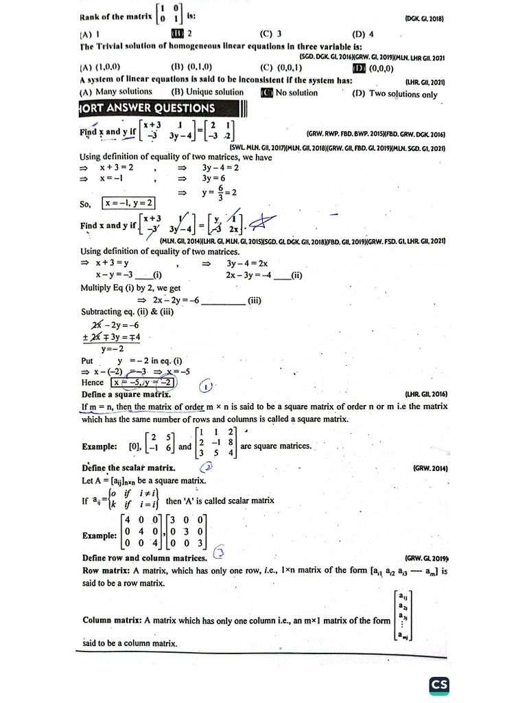 Chap 3 Short Questions | PDF
