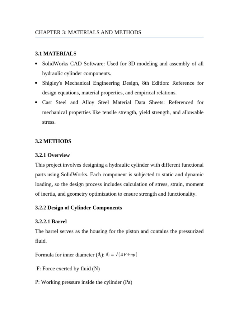 Chapter 3 Hydraulic Cylinder Design | PDF | Stress (Mechanics) | Strength Of Materials