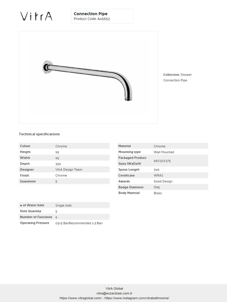 VitrA A45652 Shower Connection Pipe | PDF