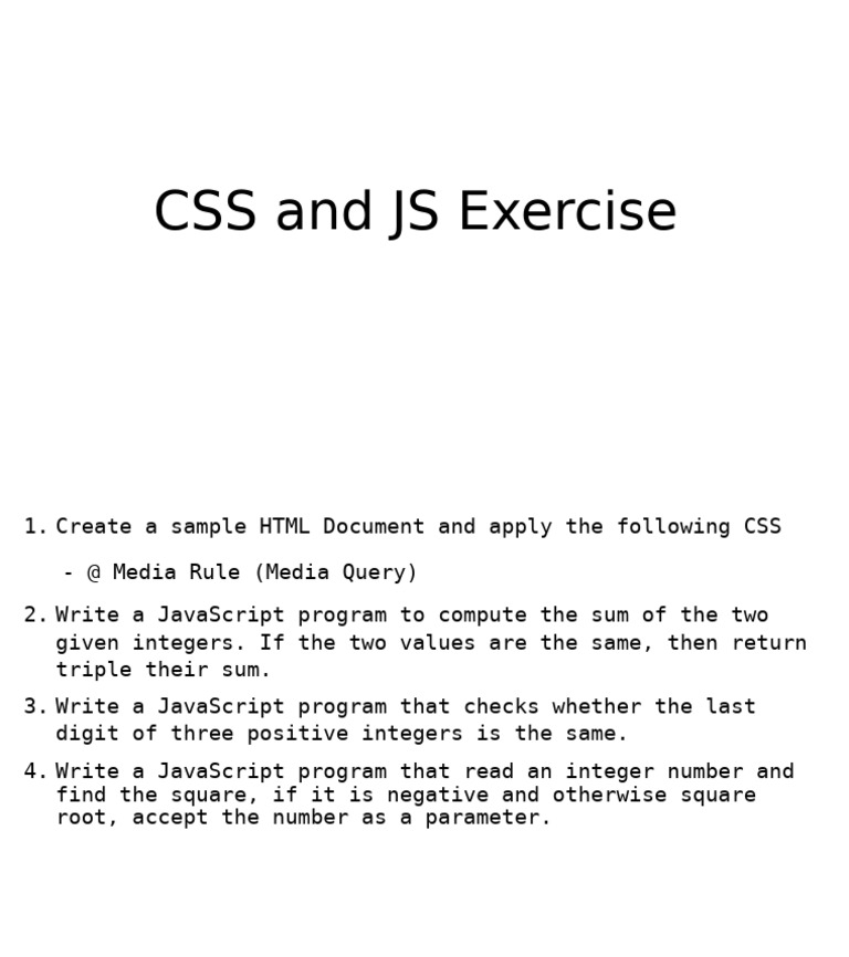 Lab Excercise CSS and JS | PDF