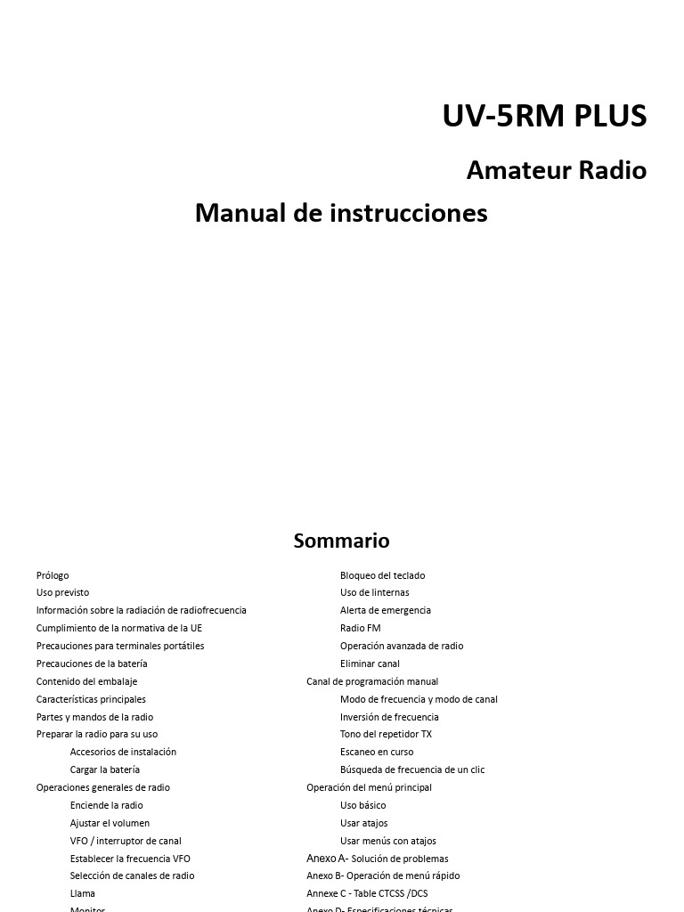 Manual UV-5RM Plus en Español | PDF | Auriculares | Altoparlante