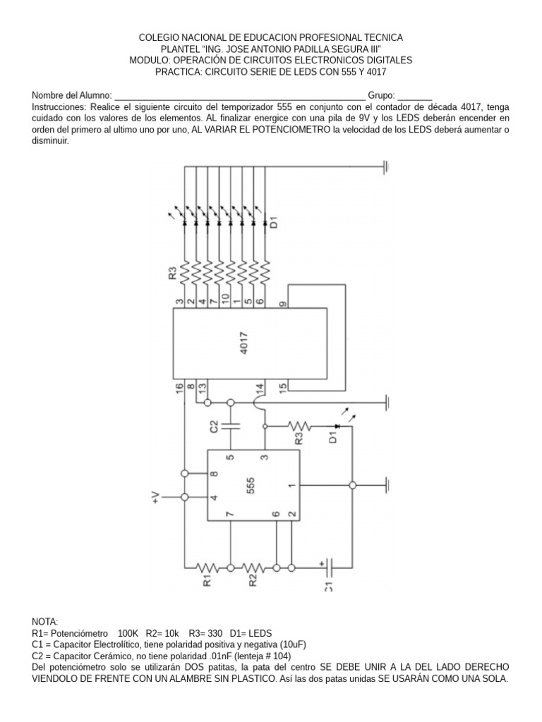 Practica 555 Y 4017 Serie De Leds Pdf
