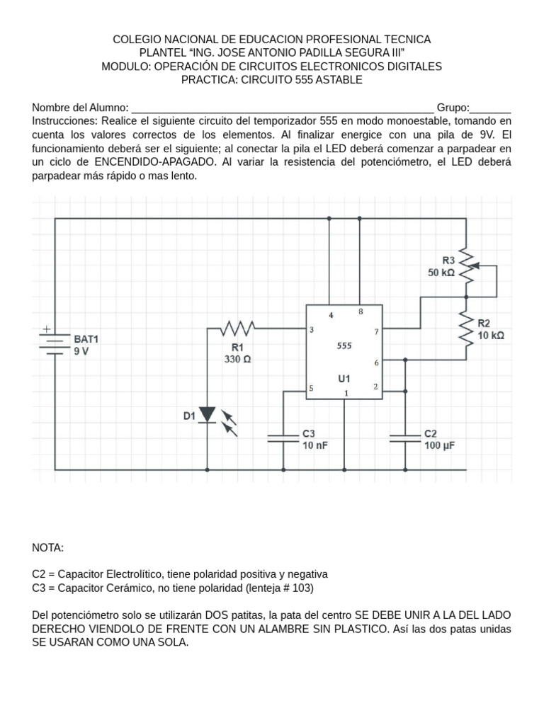 Practica 555 Astable 25 | PDF