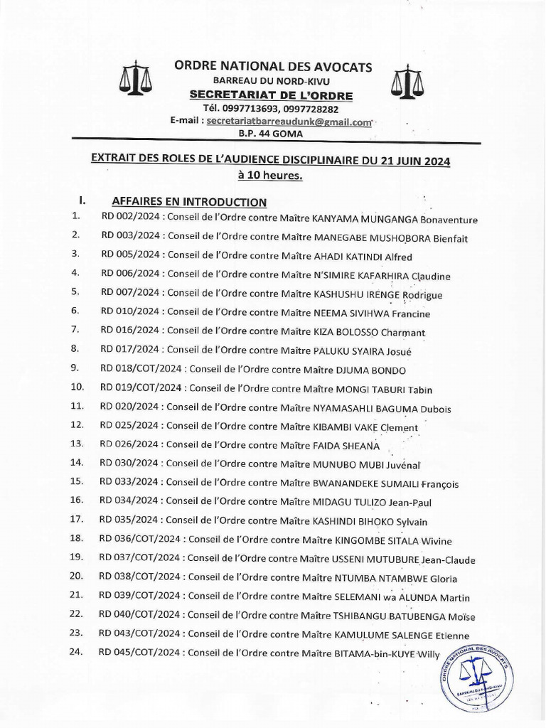 Extrait Des Roles Du 21 Juin 24 | PDF