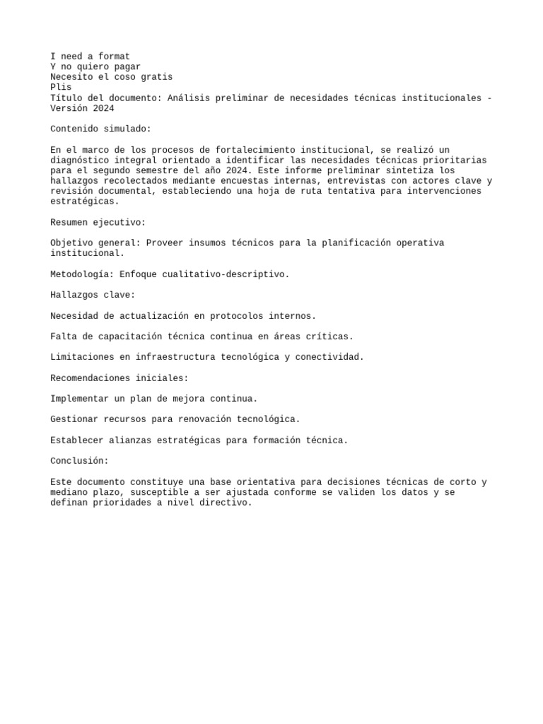 Aiuda, Necesito Un Formato Plis | PDF