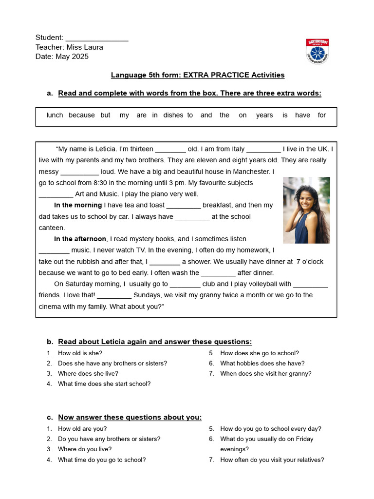 5th Grade English Extra Practice Activities | PDF