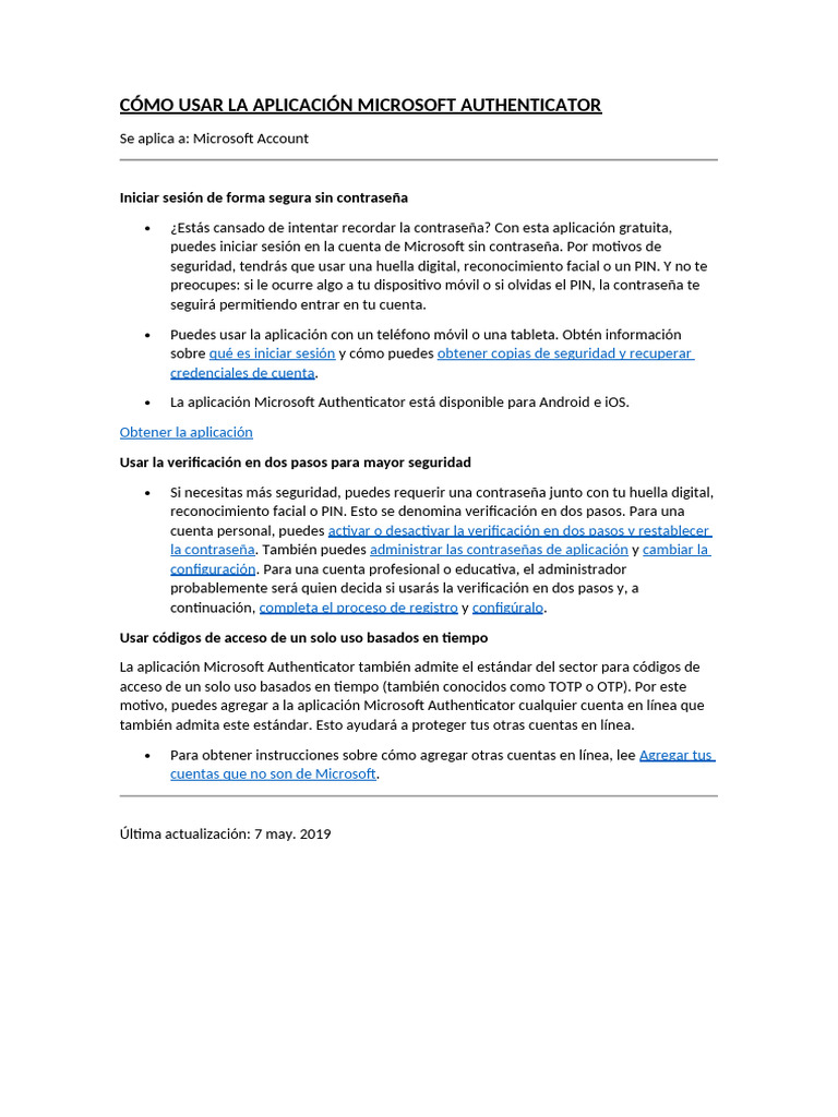 Cómo Usar Microsoft Authenticator | PDF | Ios | Contraseña