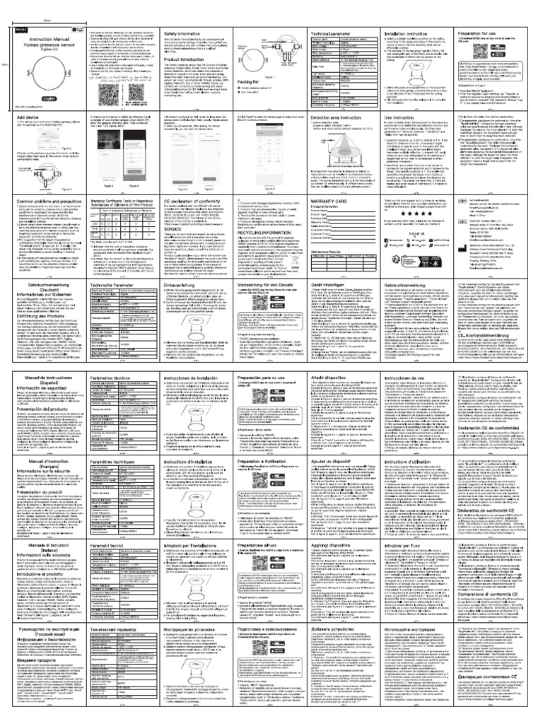 MOES - Sensor Human Presence ZT3L Manual | PDF