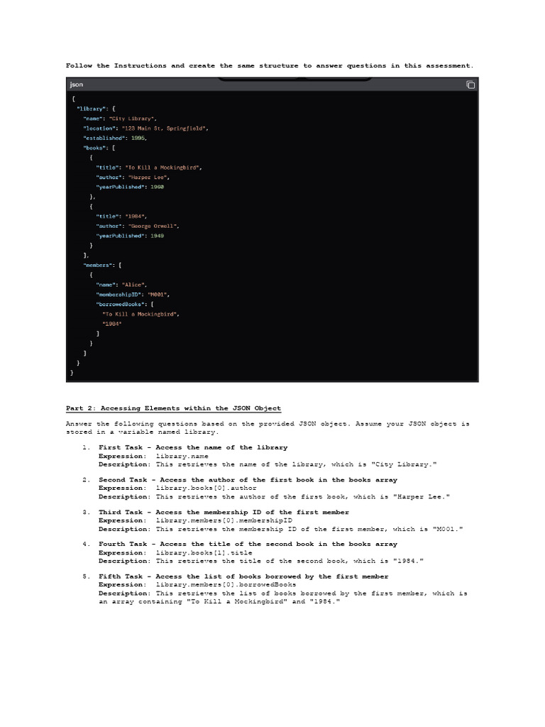 JSON Assessment Correct Answers | PDF