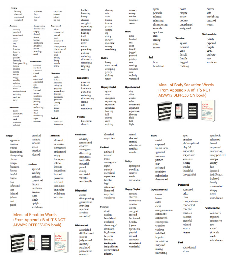Emotion & Sensation Words | PDF