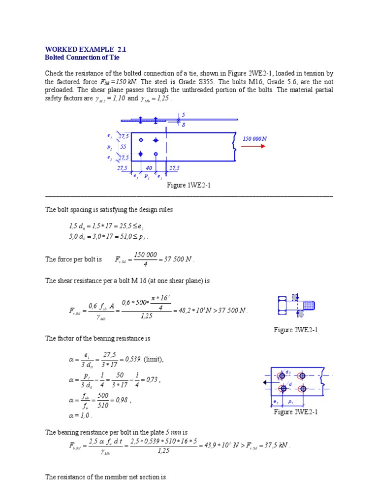 Bolted Tie Connection Design Example | PDF