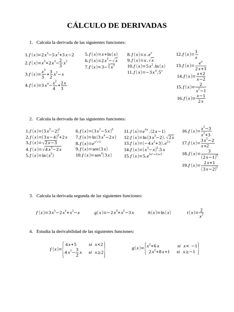 10 Ejemplos de Derivadas Calculadas | PDF | Ajedrez