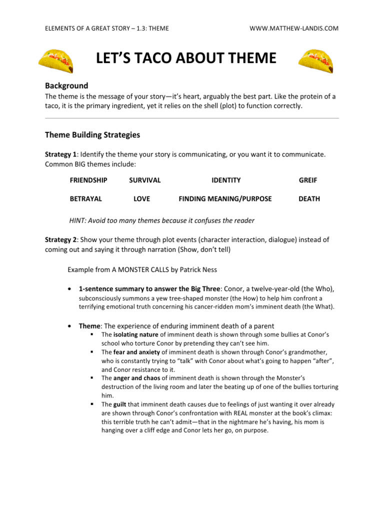 Elements+of+a+Great+Story+ +THEME | PDF