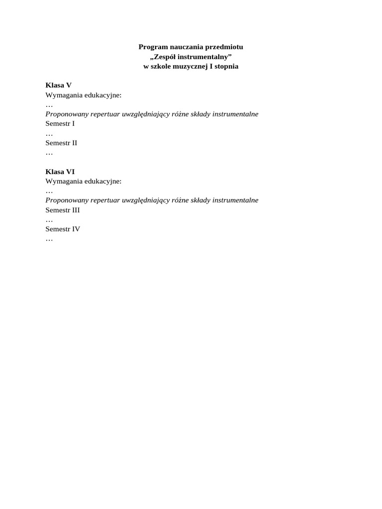 Program Nauczania Wzór | PDF