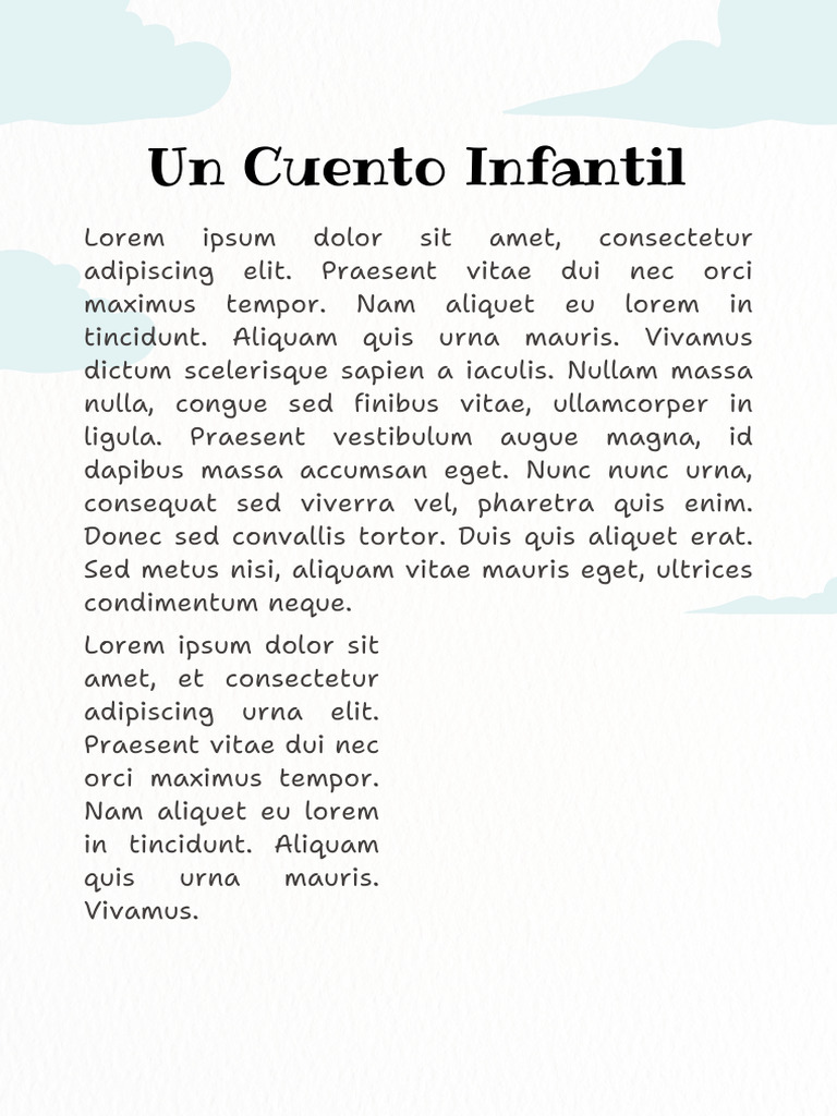 Documento Cuento para Niños Bonito Infantil Blanco | PDF