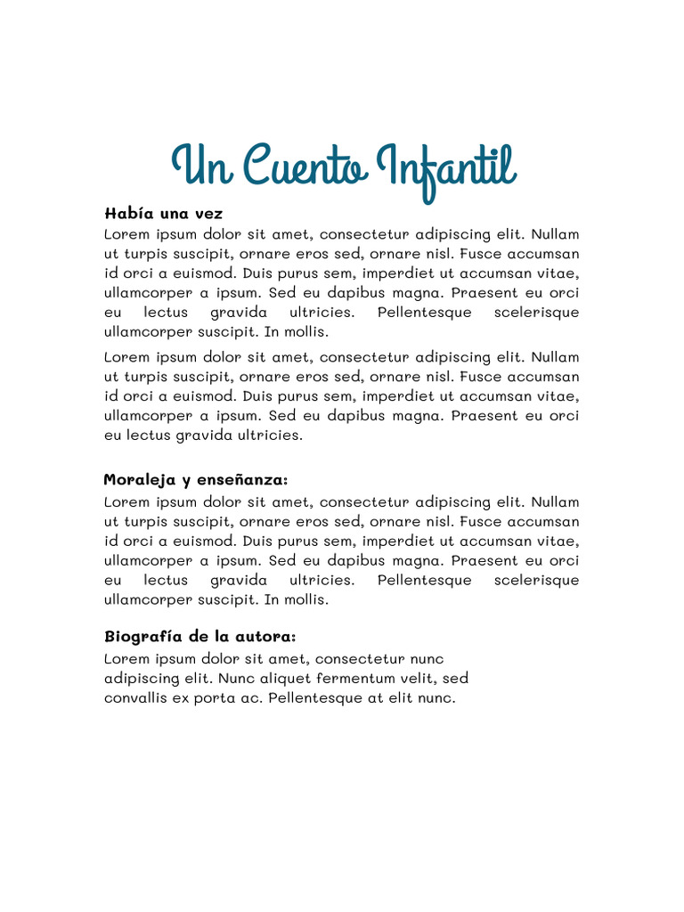 Documento A4 Pagina de Cuento Infantil Bonito Ilustrativo Blanco | PDF