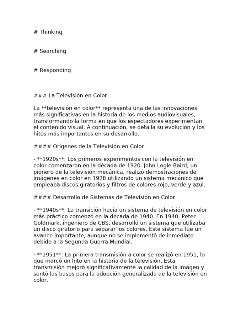 Evolución de la Televisión en Color | PDF | Televisión | Medios de ...