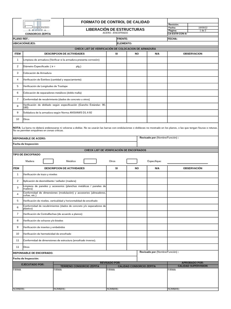 FC-CON-01 A, B, C Liberacion de Estructuras - BLOQUE B | PDF | Hormigón | Ingeniería estructural