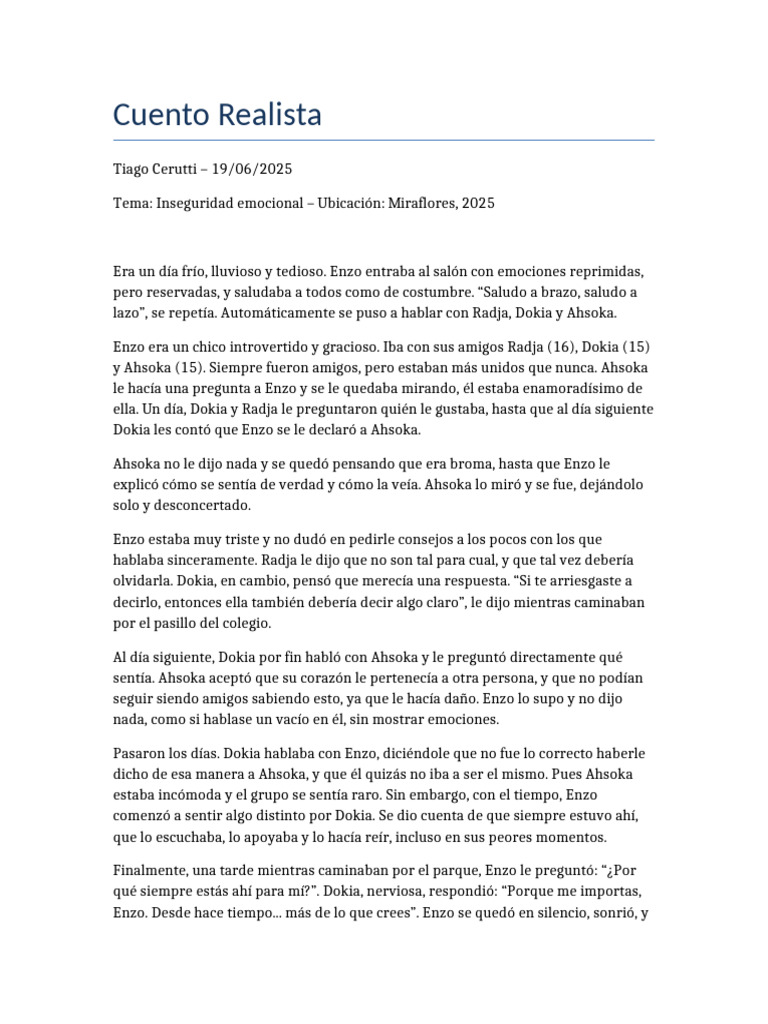 Cuento Realista Tiago Cerutti | PDF