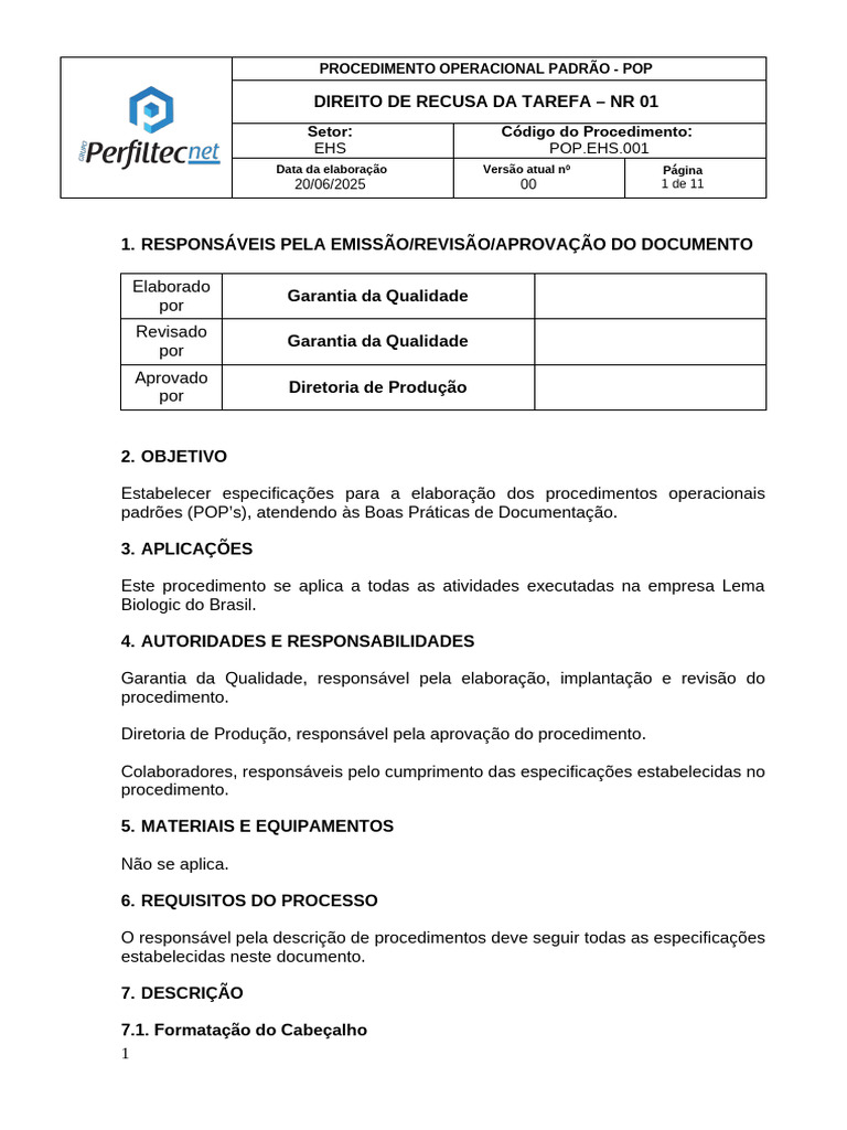 POP GAR 001 Elaboracao e Formatacao de Procedimentos Operacionais ...