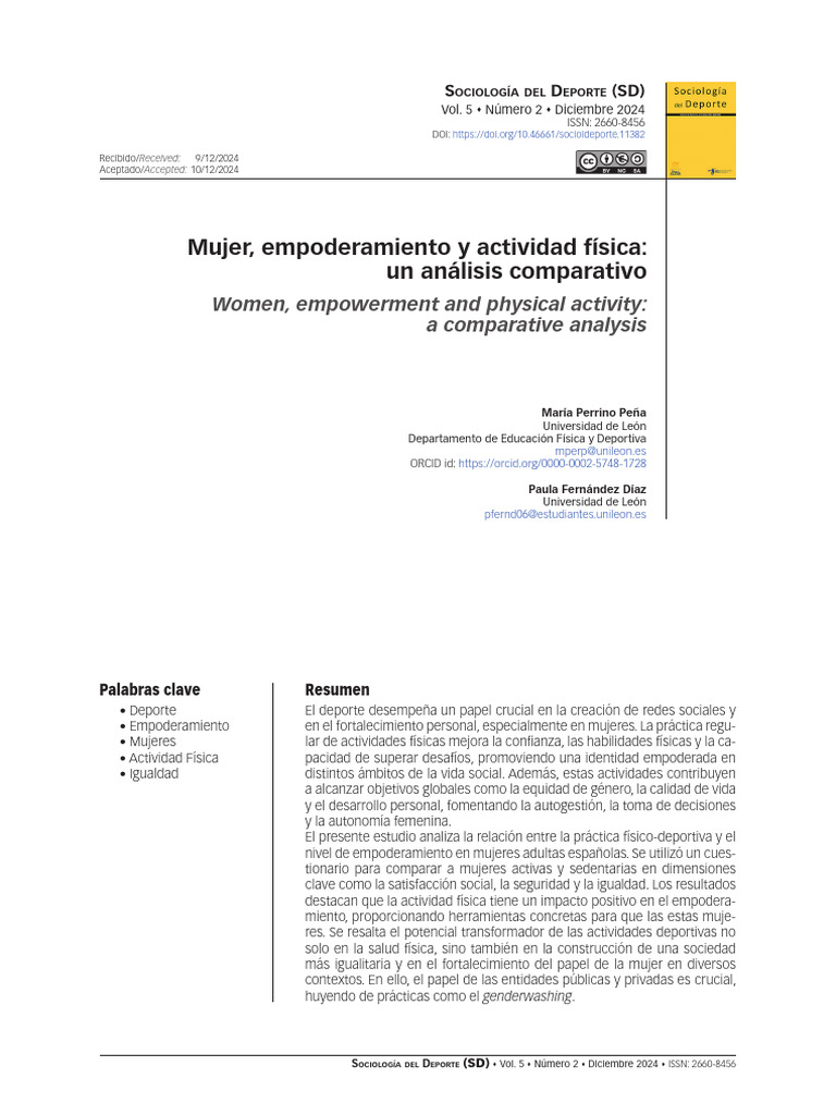 Mujer, Empoderamiento y Actividad Física, Un Análisis Comparativo | PDF | Empoderamiento | Mujer