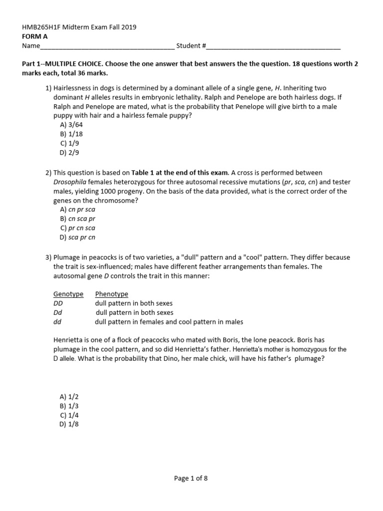 HMB265 Fall 2019 Midterm-Multiple Choice Questions With Answer Key ...