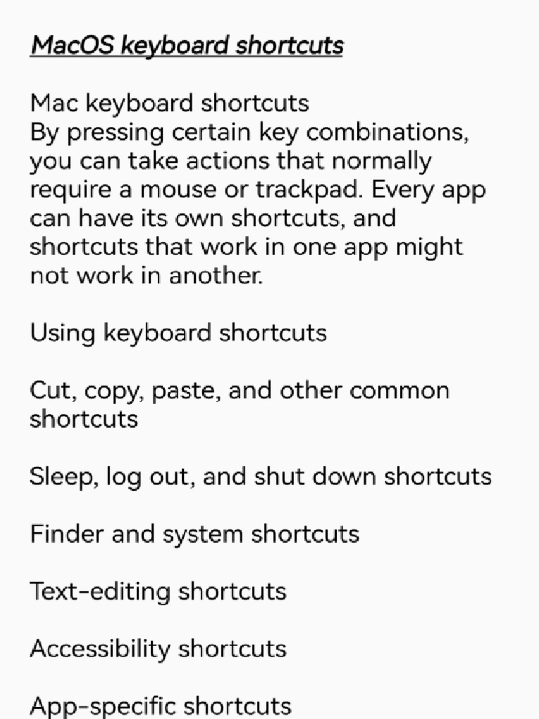 MacOS Keyboard Shortcuts | PDF