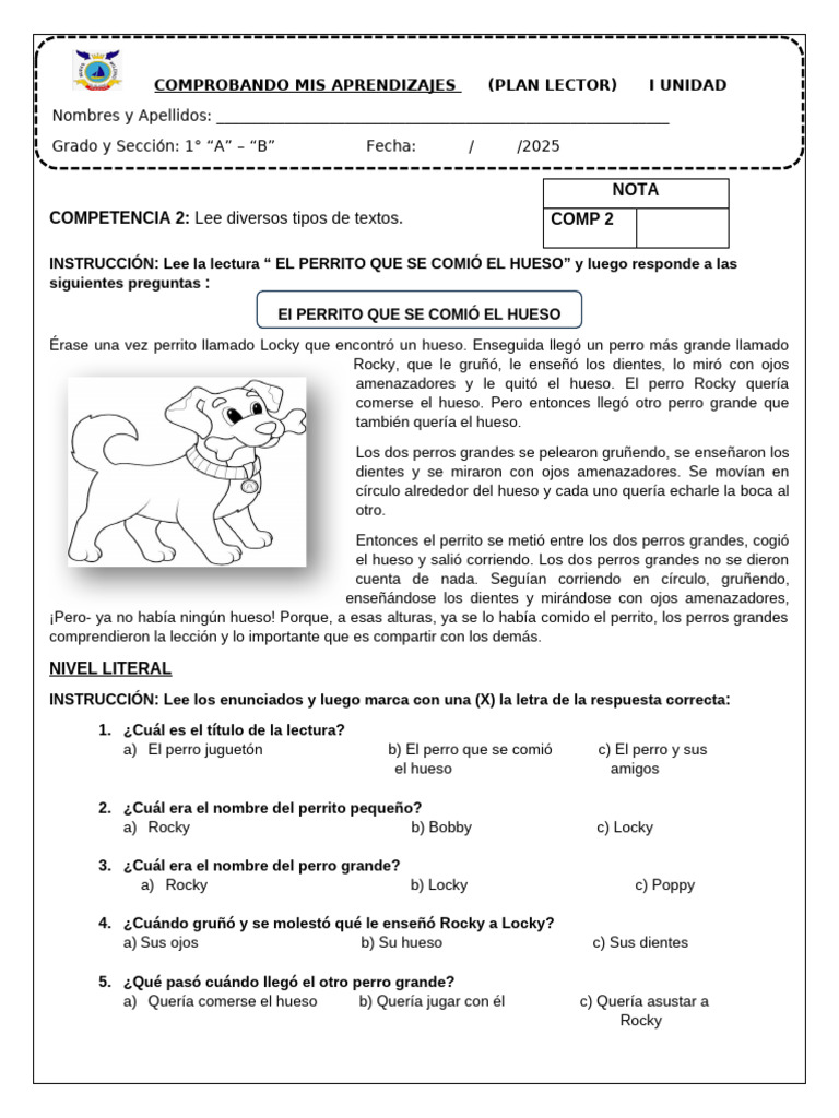 Exámen-PLAN LECTOR 1B | PDF