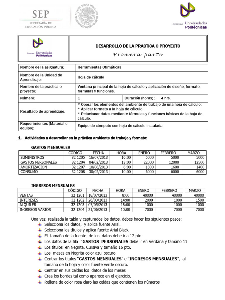 Practica 1 Excel | PDF | Color