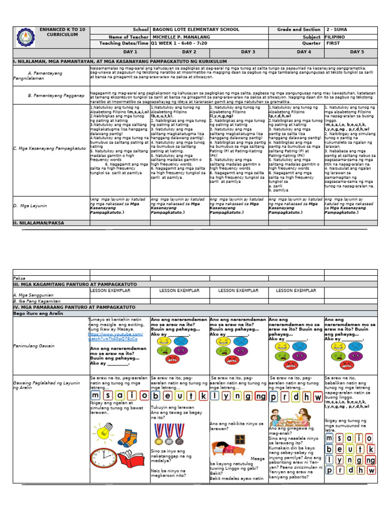 Filipino DLL Q1 Week 1 | PDF