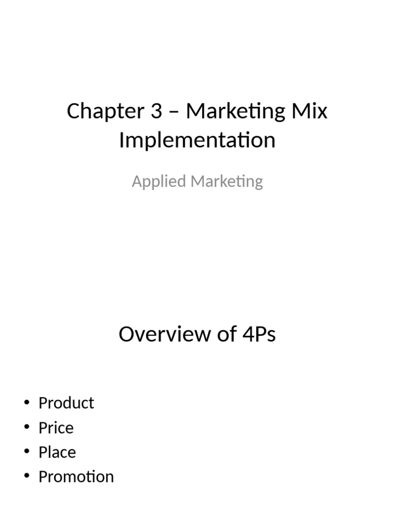 Chapter 3 Marketing Mix Implementation | PDF