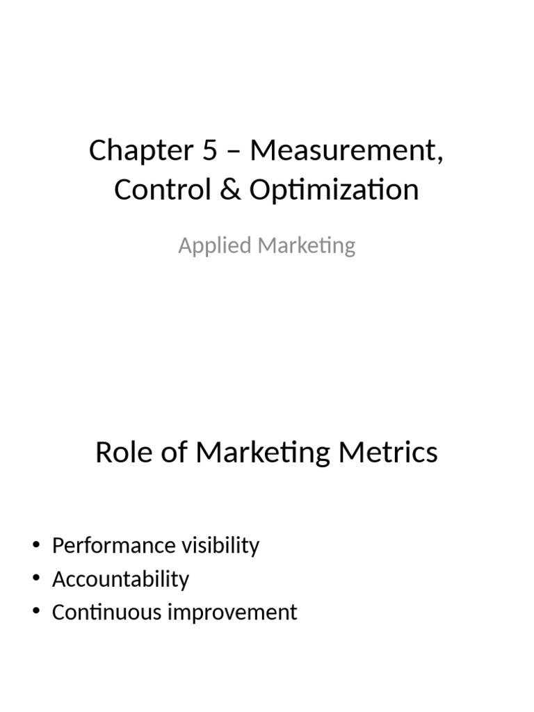 Chapter 5 Measurement, Control & Optimization | PDF