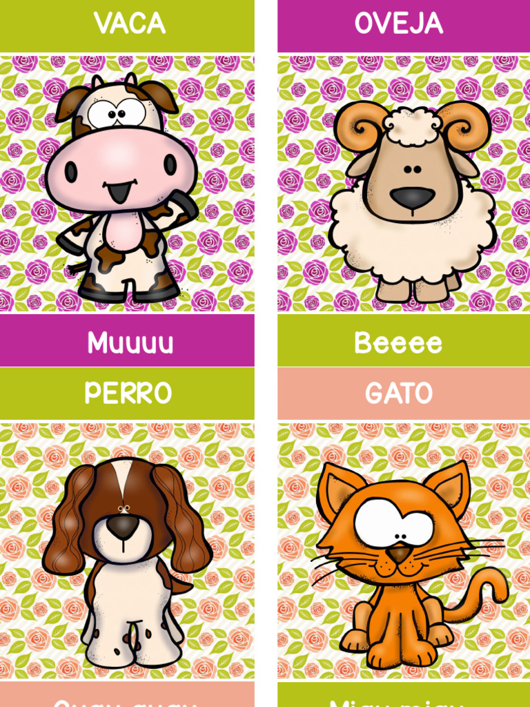 Tarjetas Onomatopeyas de Animales 1-5 | PDF