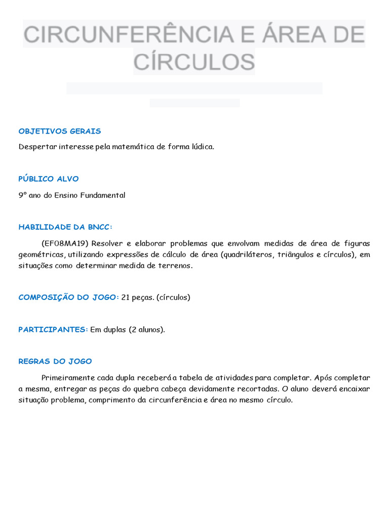 Circulo e Circunferencia | PDF