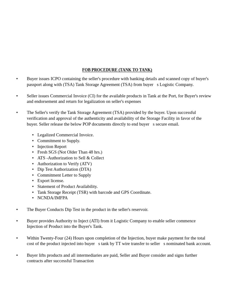 FOB and CIF Procedures for Oil Transactions | PDF | Letter Of Credit ...
