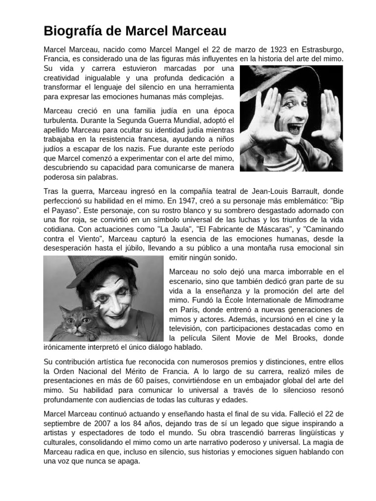 Biografía de Marcel Marceau | PDF