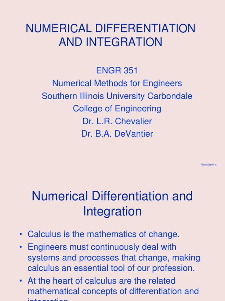 Numerical Differentiation Integration Methods Pdf Integral